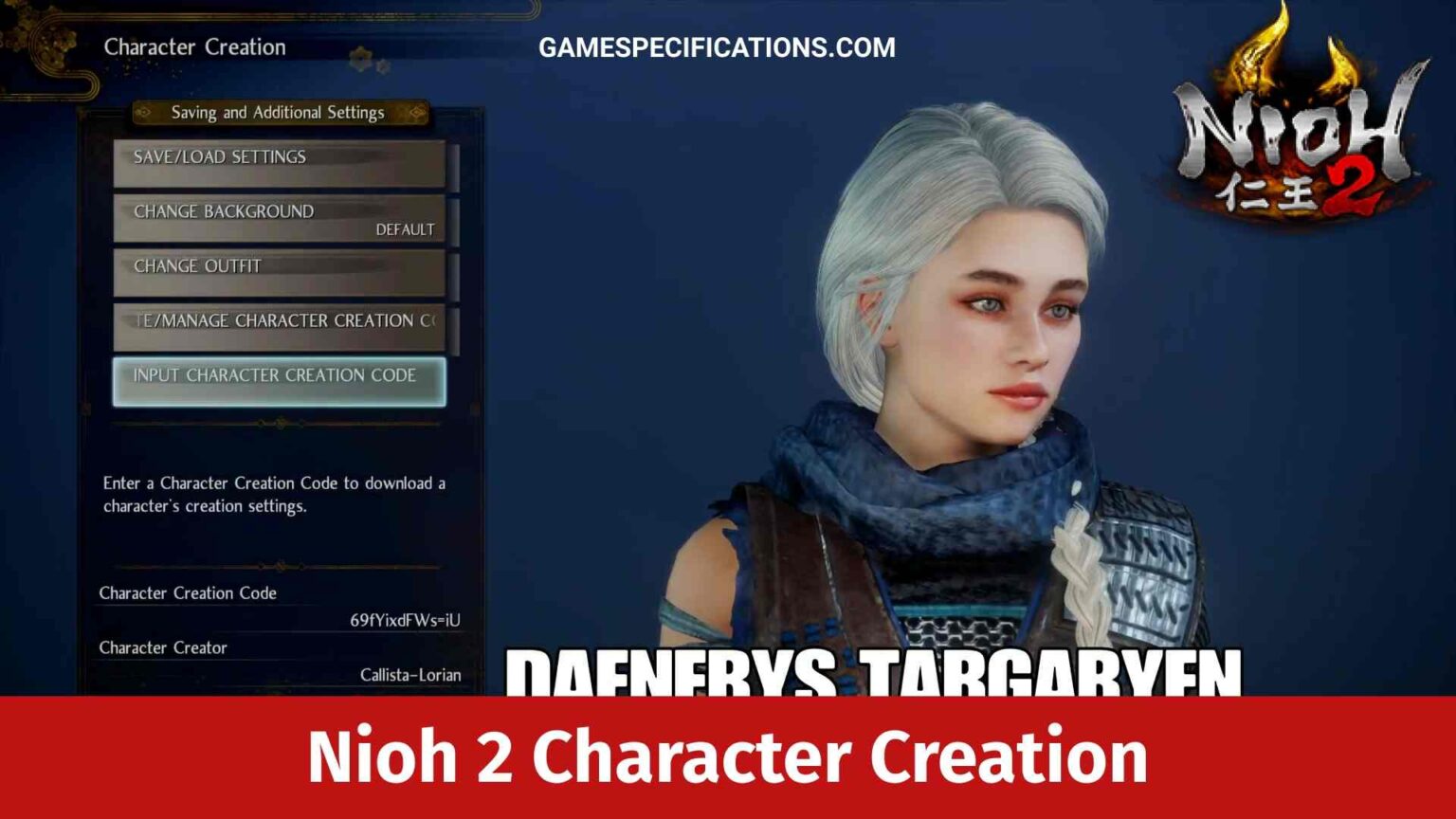 Top 15 Nioh 2 Character Creation Codes - Game Specifications